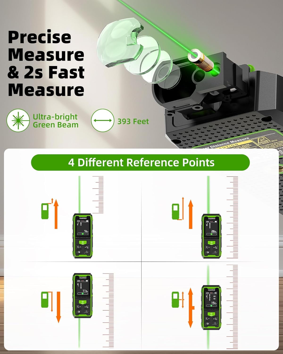 Dual Laser Measuring Tool, Green-Beam Digital Distance Measure with LCD ...