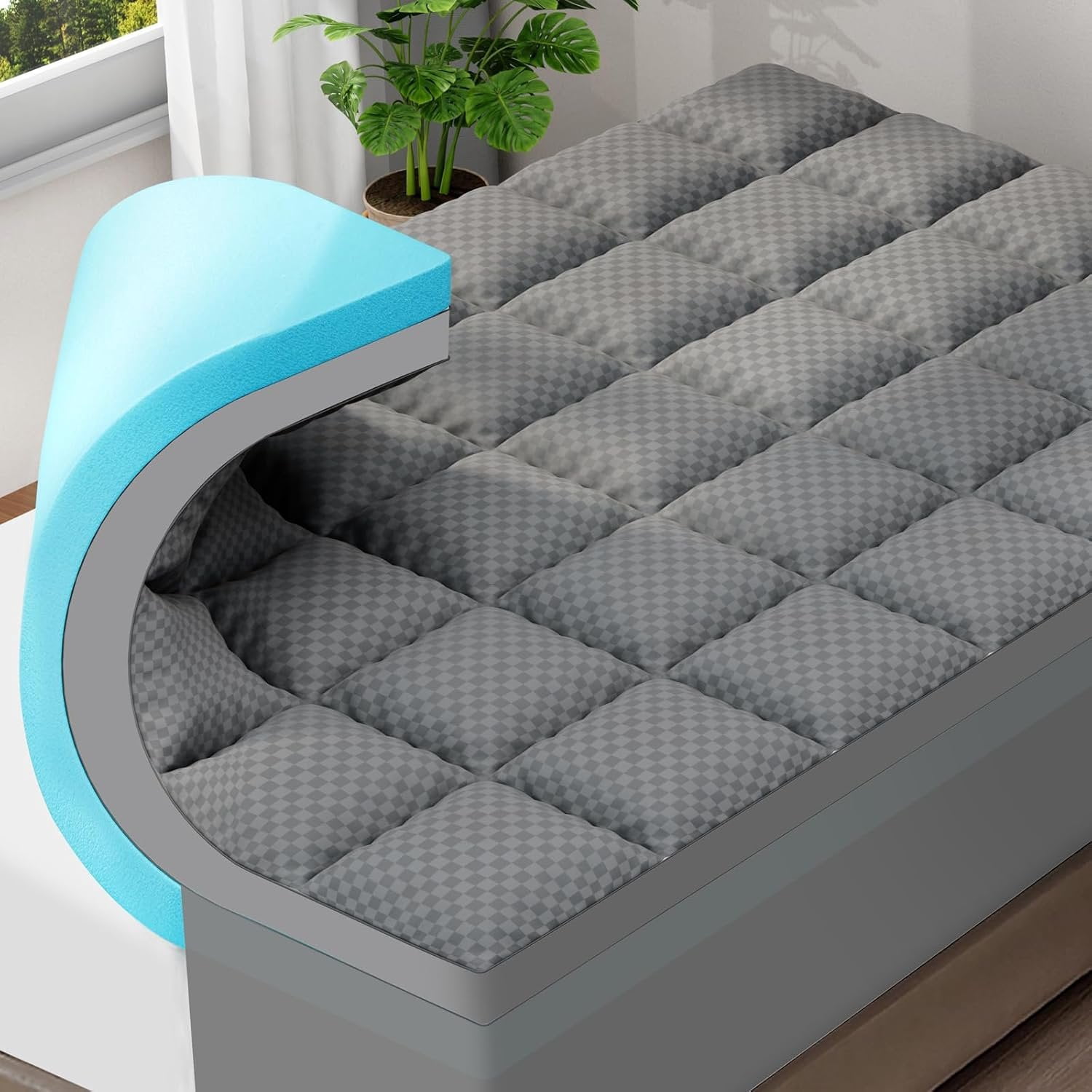 Dual-Layer 4 Inch Cal Size Memory Mattress Topper for , 2 Inch Cooling ...