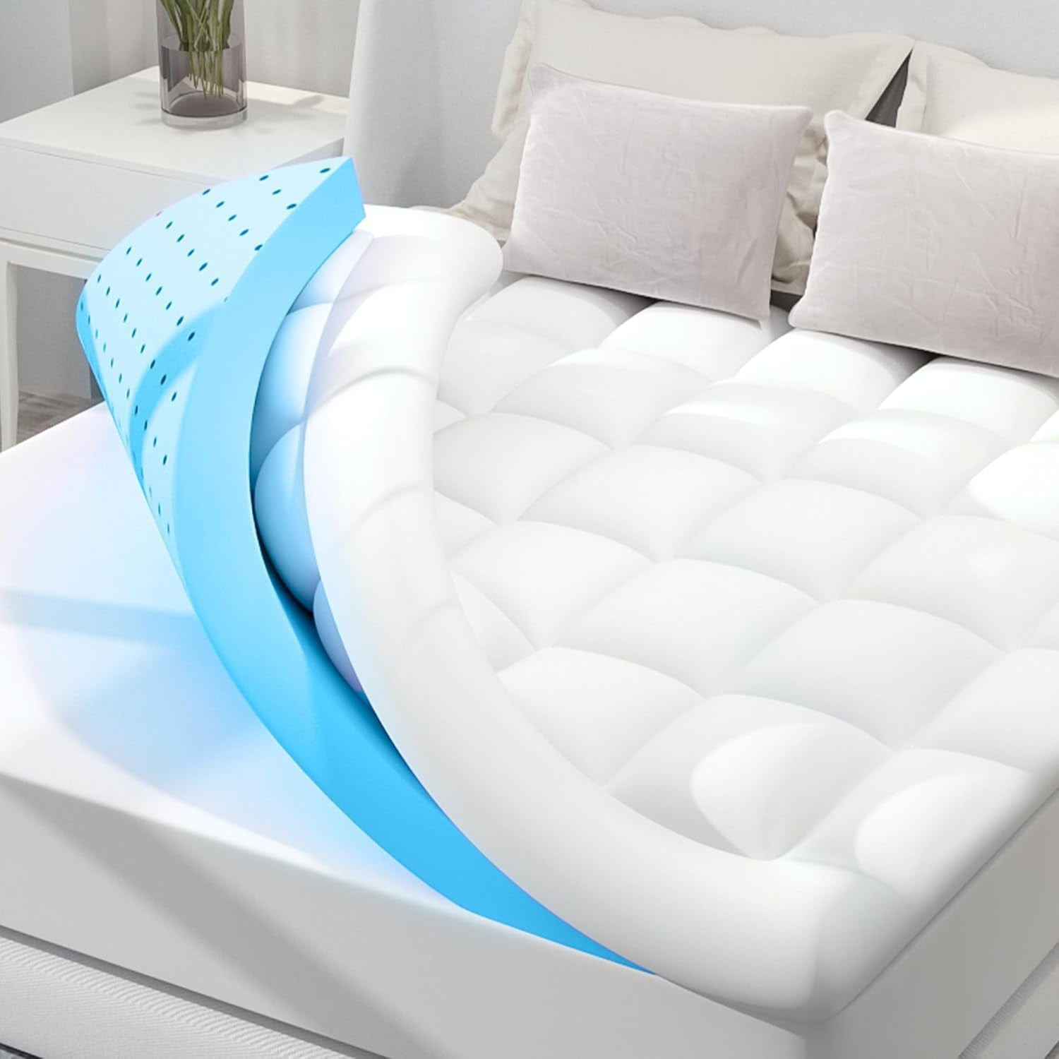 Dual Layer 4 Inch Memory Foam Mattress Topper Twin Size, 2 Inch Cooling ...