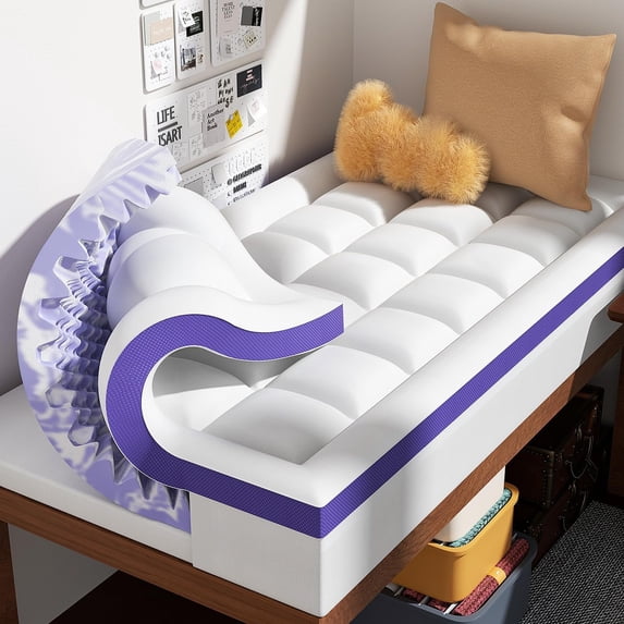 Dual Layer 4 Inch Memory Mattress Topper Full XL - 2 Inch Gel Memory ...