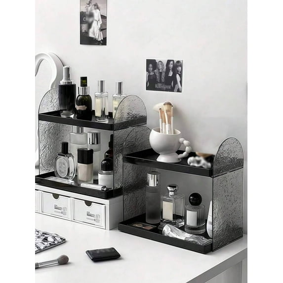 Dual-Layer Acrylic Makeup Organizer - Large-Capacity Vanity Tray For ...