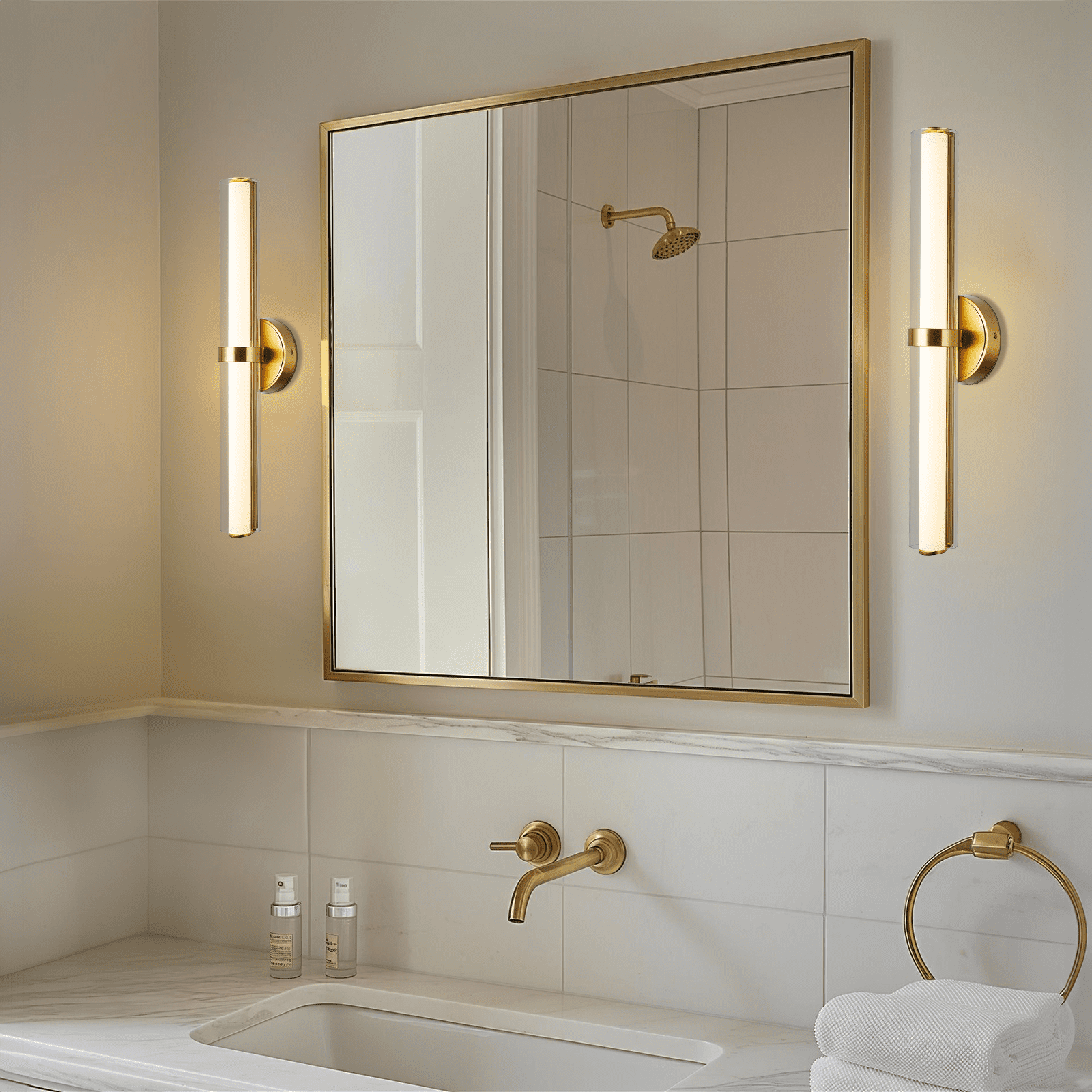 Dual-Layer Bathroom Bar Lights Fixture Over Mirror With Frosted Acrylic ...