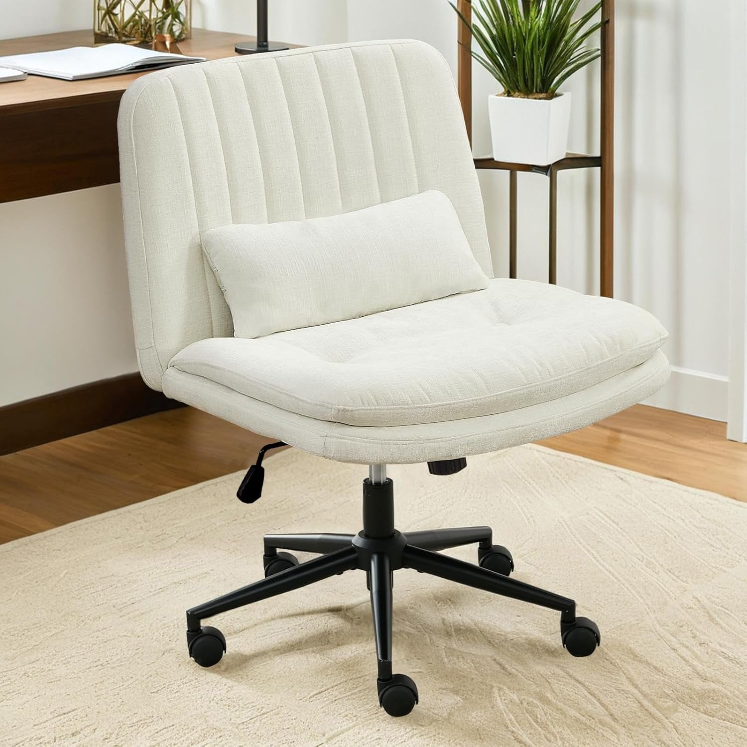 Dual Layer Criss Cross Legged Chair with Wheels, Rolling Office Desk ...