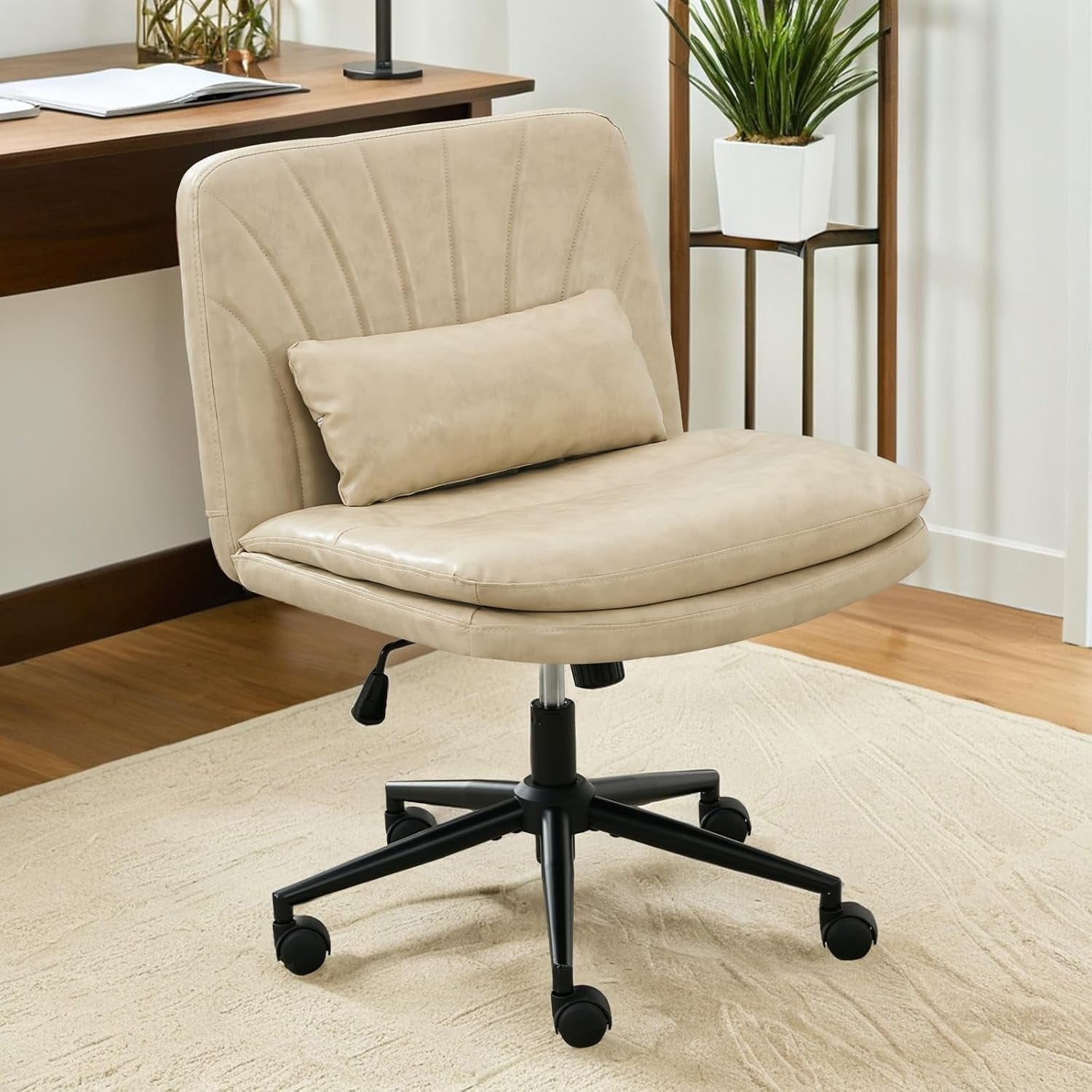 Dual Layer Criss Cross Legged Chair with Wheels, Rolling Office Desk ...