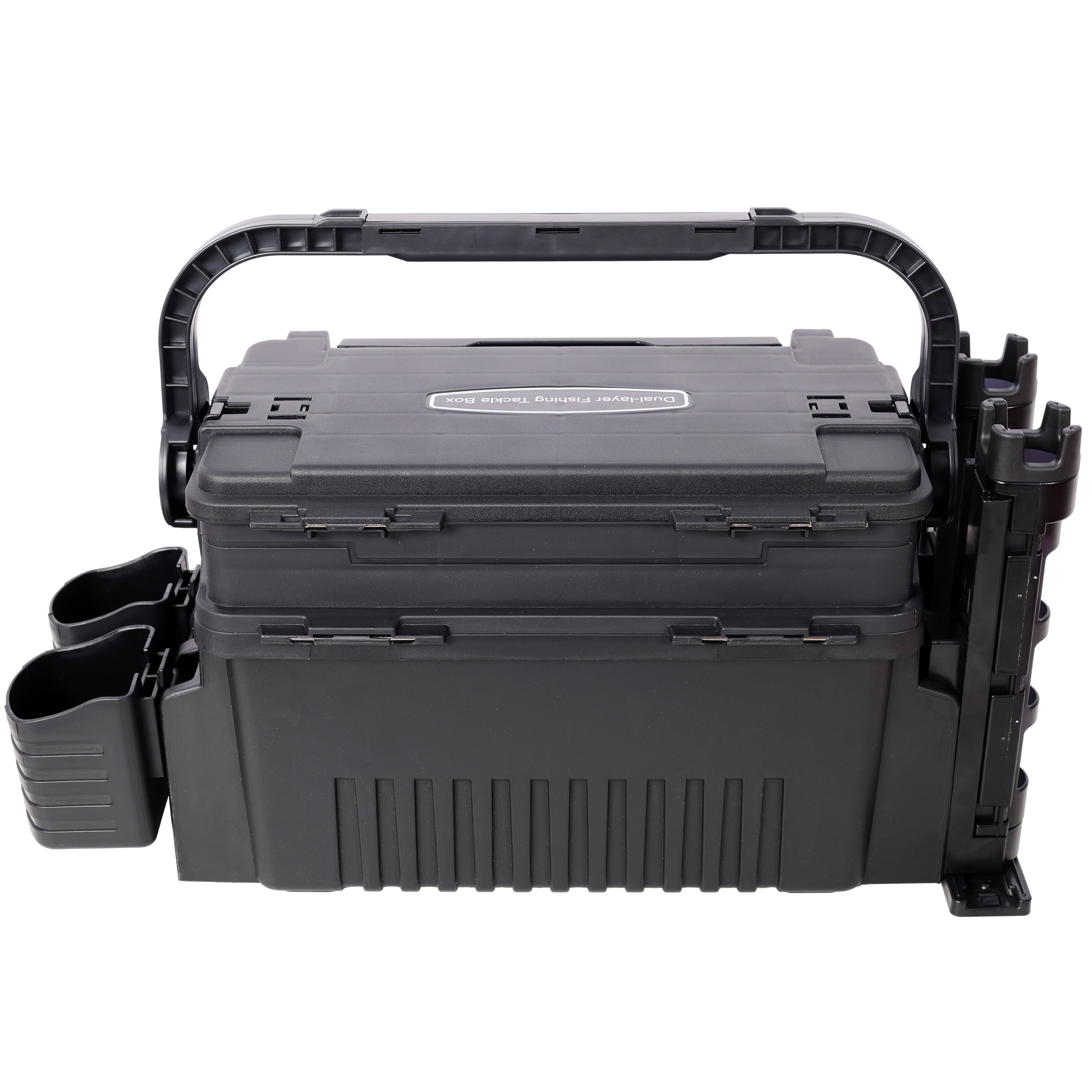 Dual-Layer Fishing Tackle Box Organizer with Rod Holders, 11L Large ...