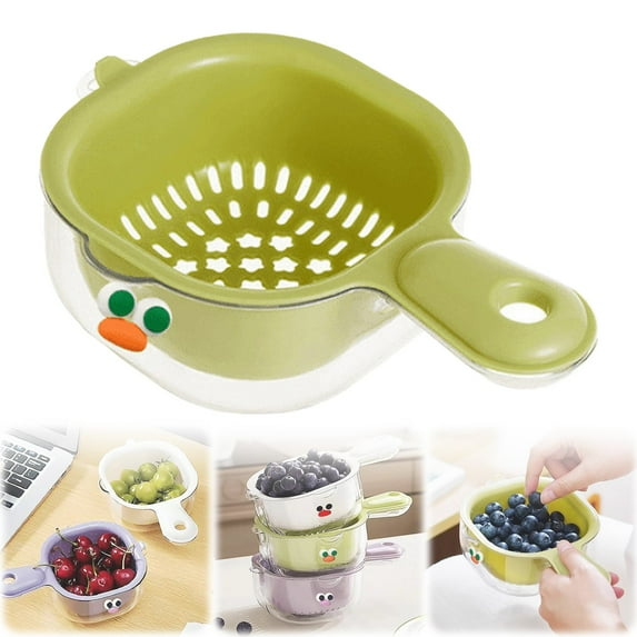 Dual Layer Kitchen Draining Basket with Handle, Small Fruit & Vegetable ...