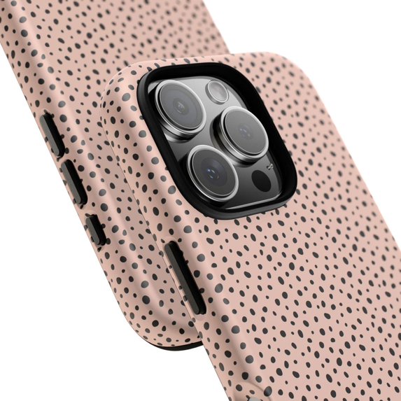 Dual Layer Minimalist Blush Pink and Black Dotted Phone Case with ...