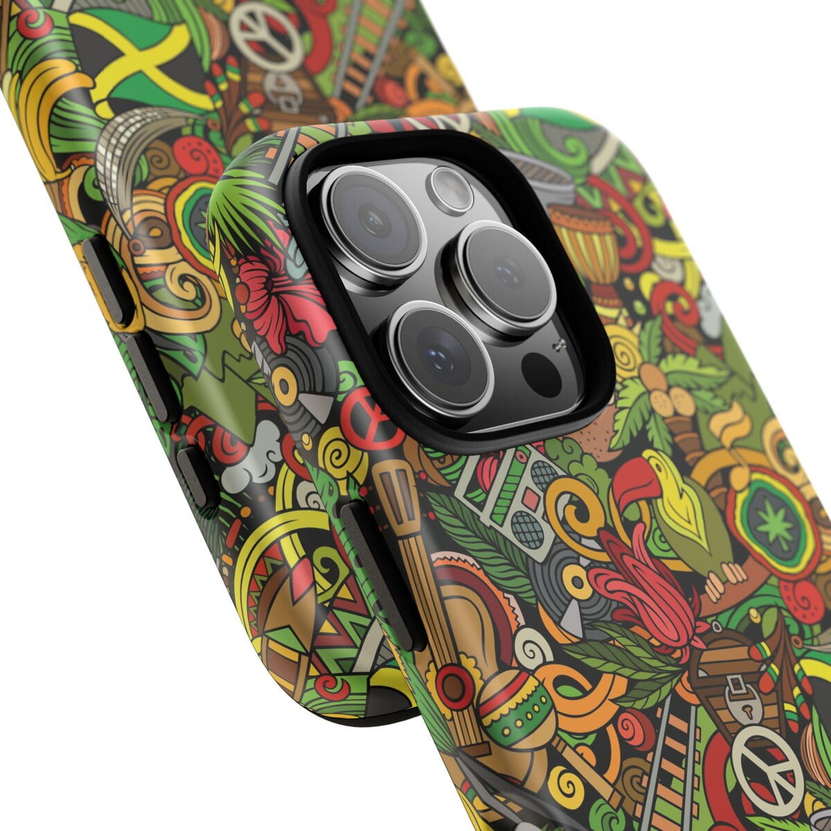 Dual Layer Reggae Rasta Vibes Jamaican Inspired Doodle Art Phone Case ...