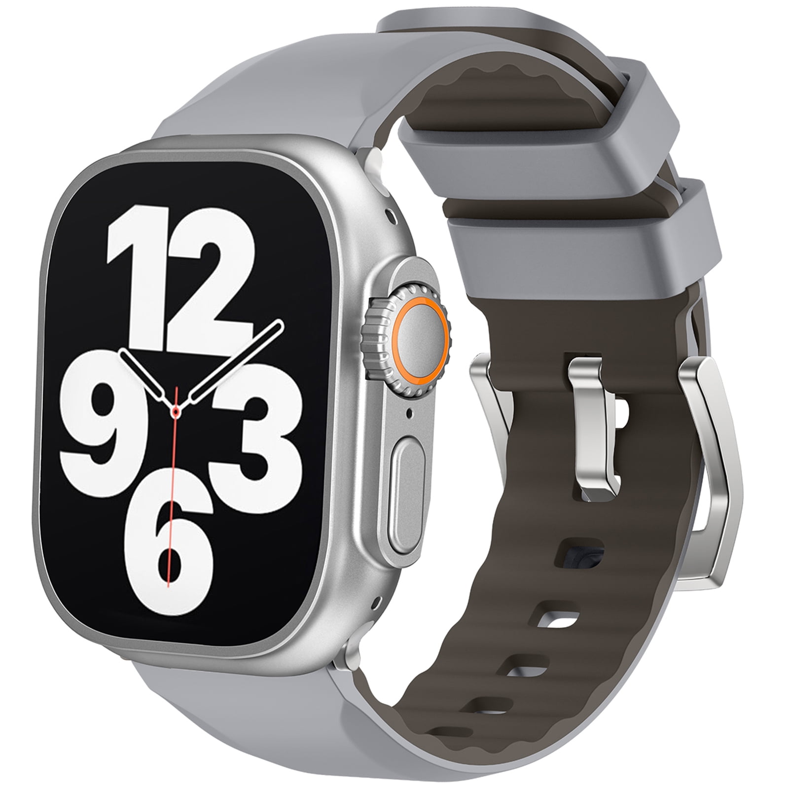 Dual Layers Silicone Band for Apple Watch 46mm, Stylish Metal ...