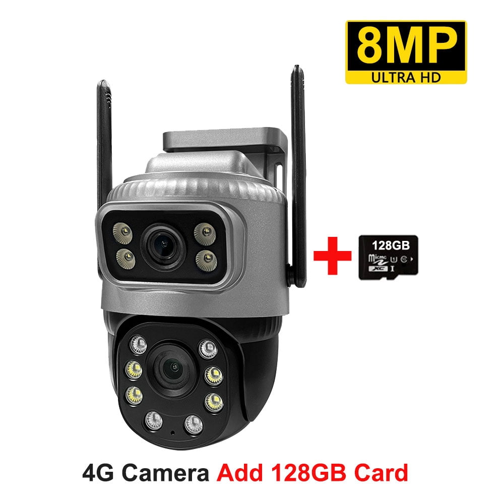 Dual Lens 4G IP Camera 8MP 4K Waterptoof Outdoor Surveillance Monitor ...