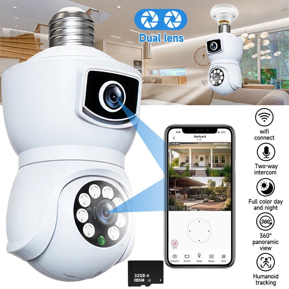Dual Lens Camaras de Seguridad 1080P HD WiFi Security Cameras Outdoor ...