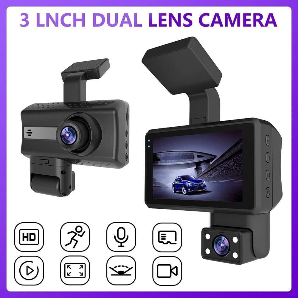 Dual Lens Car DVR Dash Cam Video Recorder 1080P G-Sensor Front And ...
