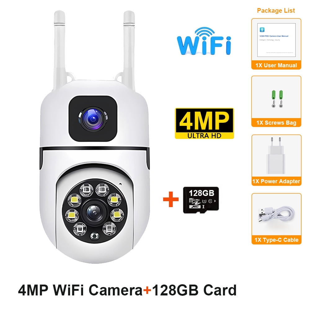 Dual Lens Dual Screen WiFi IP Camera Security Protection Wireless ...