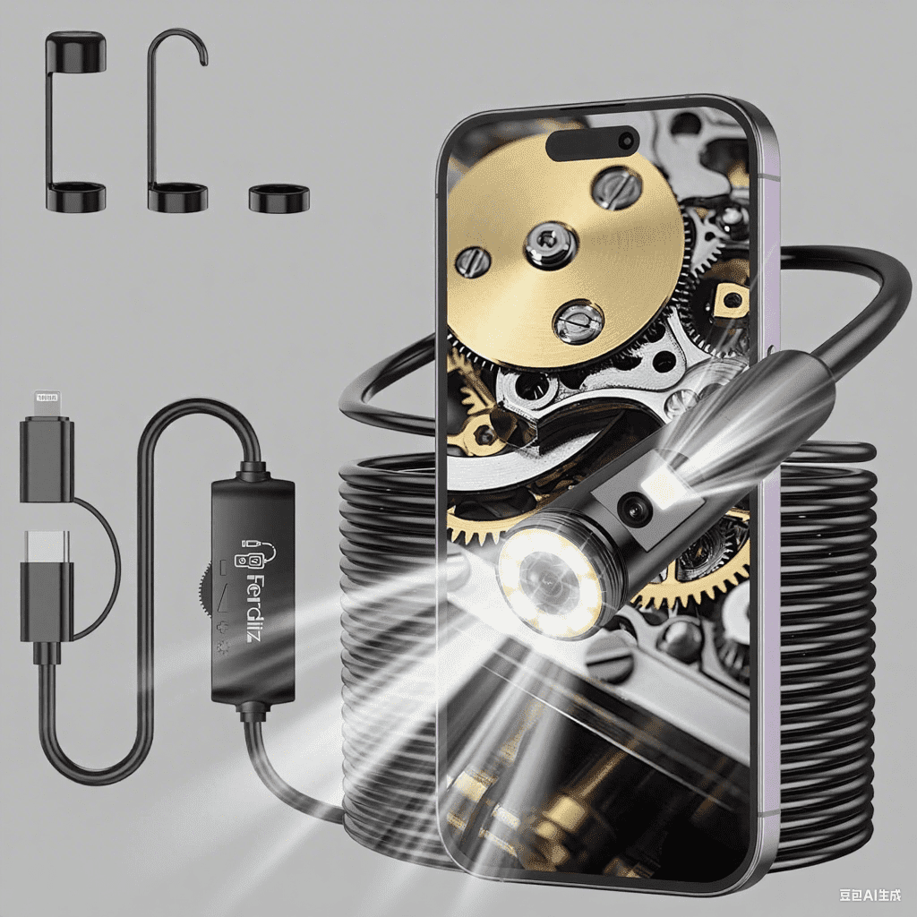 [Dual Lens] Endoscope Camera with Light, 1920P HD Borescope with 8 ...
