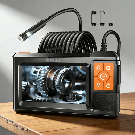 Dual-Lens Endoscope with Light, Endoscope Camera with Light with 4.3 ...