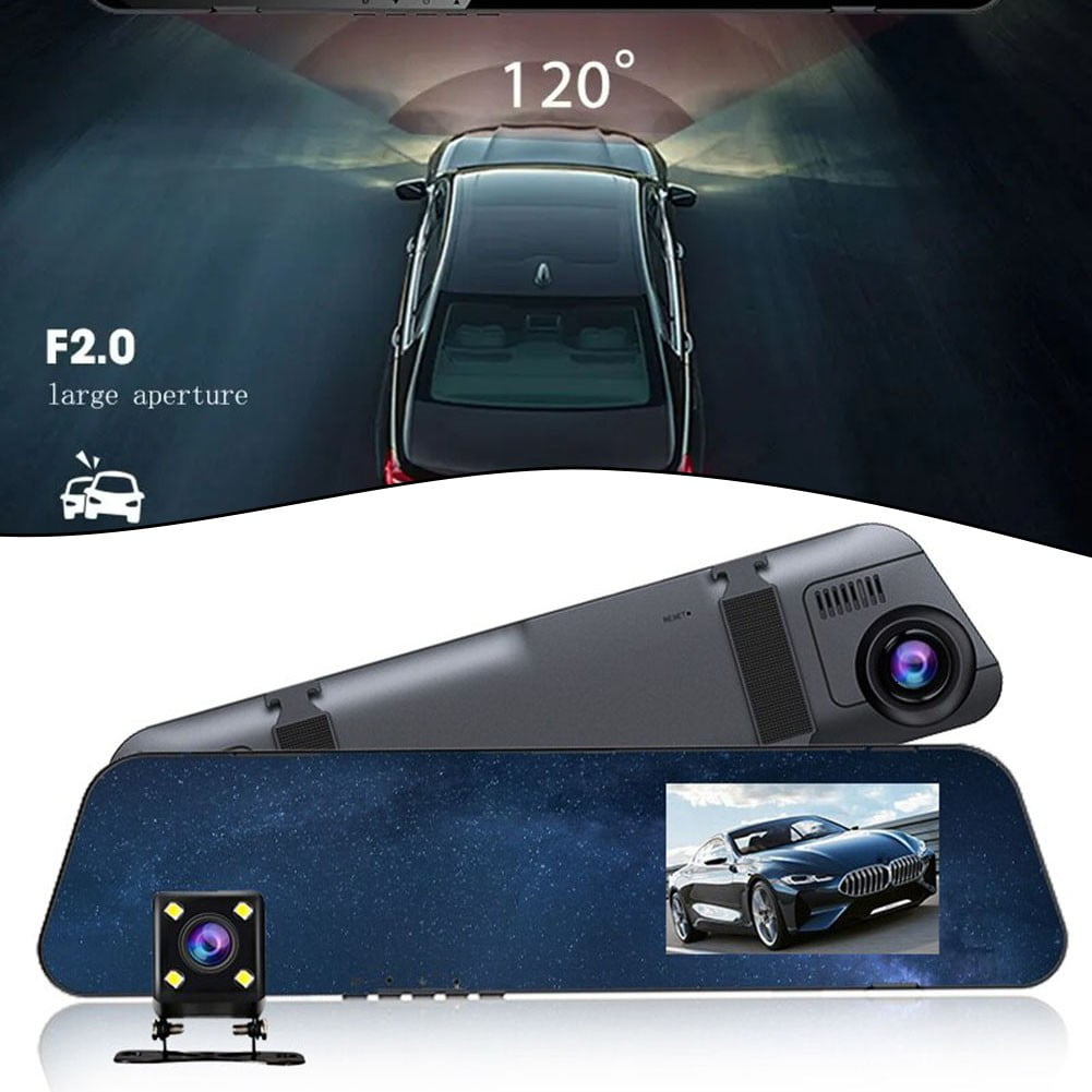 Dual Lens HD Car Driving Video Recorder Mirror Dashcam Rear View High ...