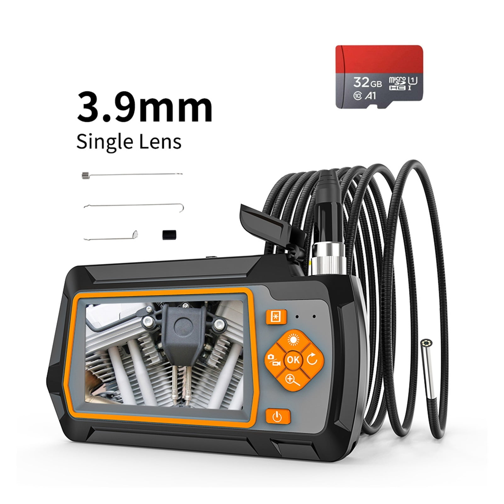 Dual-Lens Industrial Endoscope 1080P 5.5mm HD Inspection Camera with 4. ...
