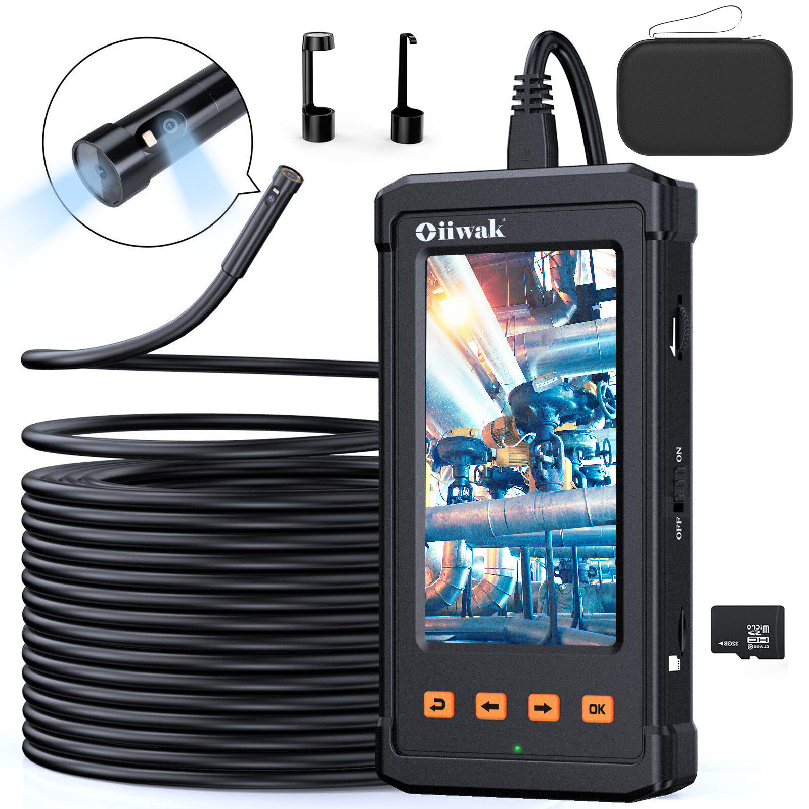 Dual Lens Industrial Endoscope Borescope LCD 4.3inch 8mm Inspection ...