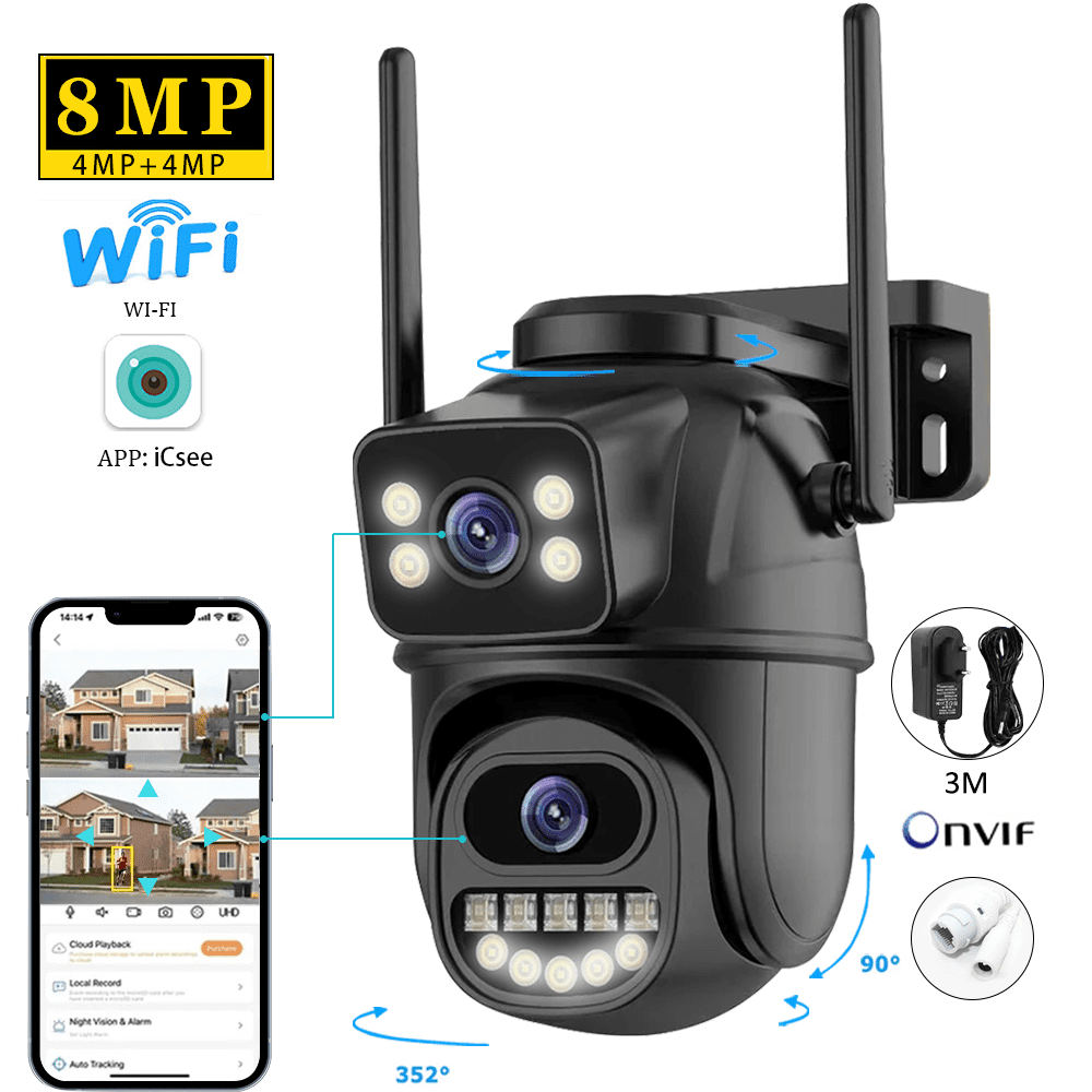 【Dual Lens Linkage】 8MP PTZ Security Camera Outdoor,Wireless Camera,360 ...