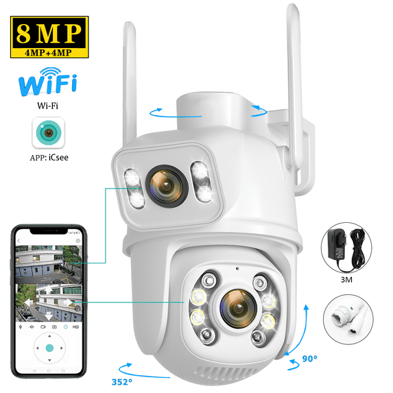 【Dual Lens Linkage】 8MP PTZ Security Camera Outdoor,Wireless Camera,360 ...