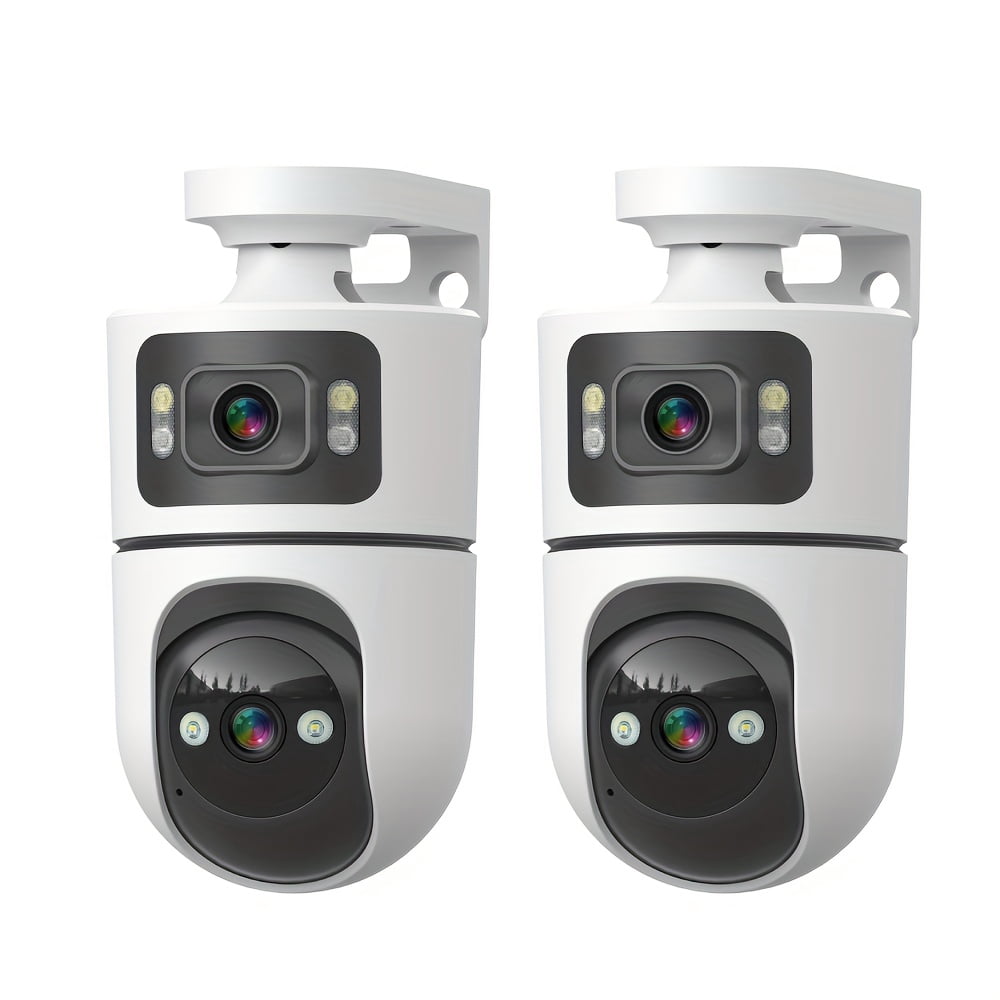 Dual Lens PTZ Outdoor Security Camera, Auto Tracking, 2.4G WiFi, Night ...
