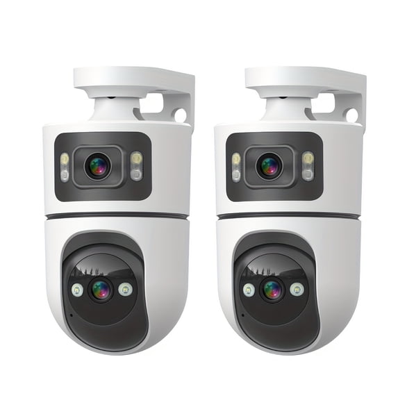 Dual Lens PTZ Outdoor Security Camera, Auto Tracking, 2.4G WiFi, Night ...