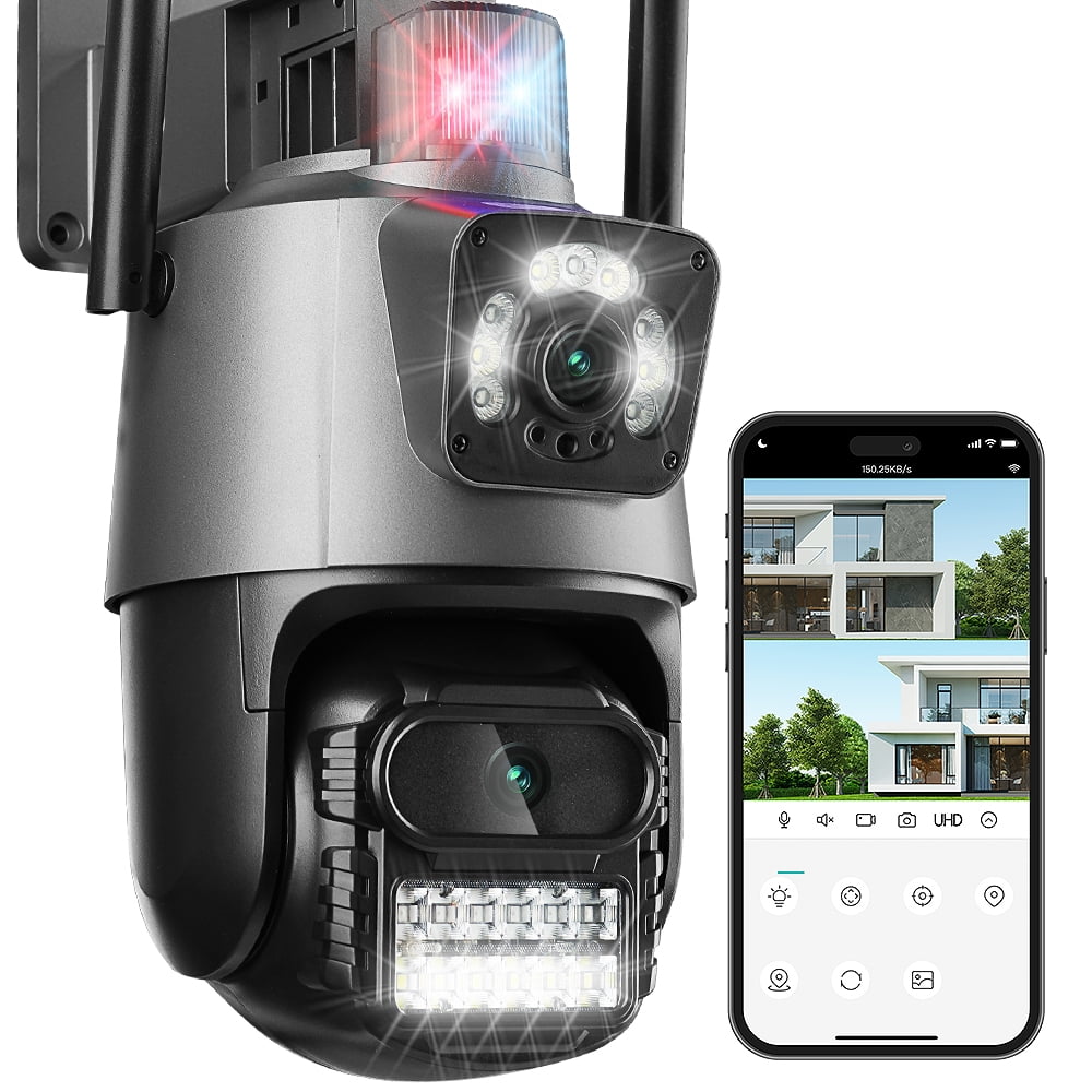 Dual Lens Security Camera Outdoor, 6MP Dual Lens Smart Linkage, IP66 ...