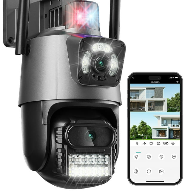Dual Lens Security Camera Outdoor, 6MP Dual Lens Smart Linkage, IP66 ...