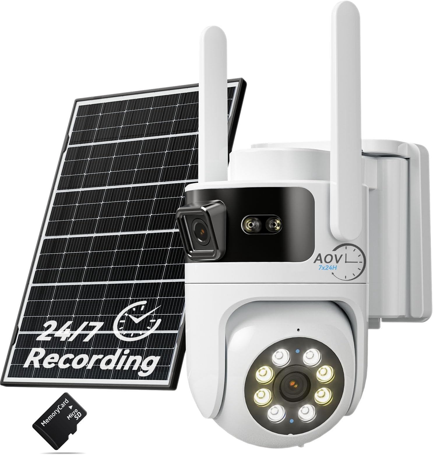 Dual Lens Solar Cameras Outdoor: 2MP+2MP AOV Solar Camera , 2.4G/ 5G ...