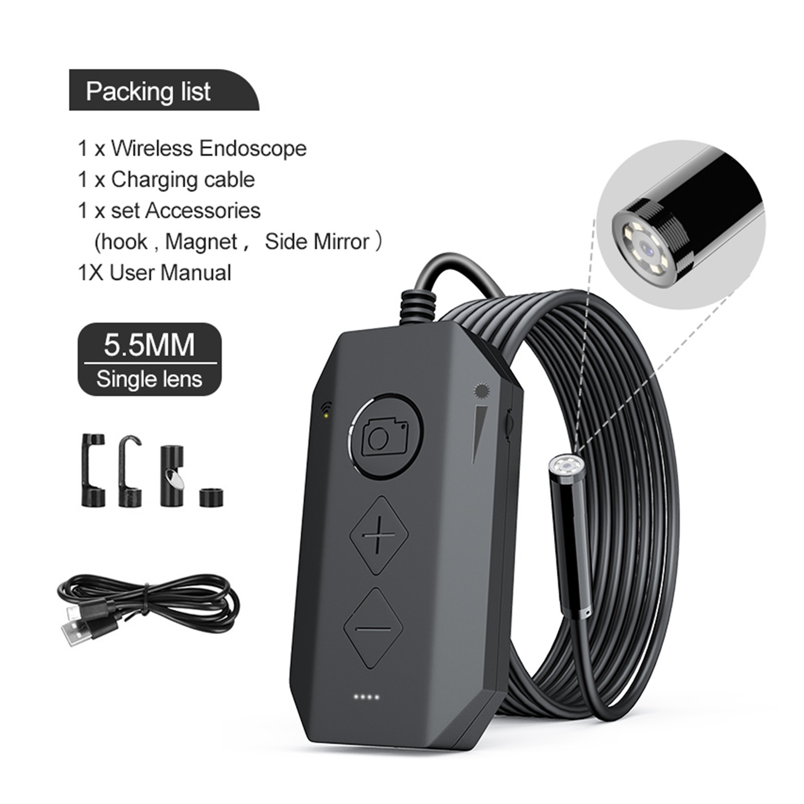 Dual Lens Wireless Endoscope 1080P Scope Camera With 4X Zoom Waterproof ...