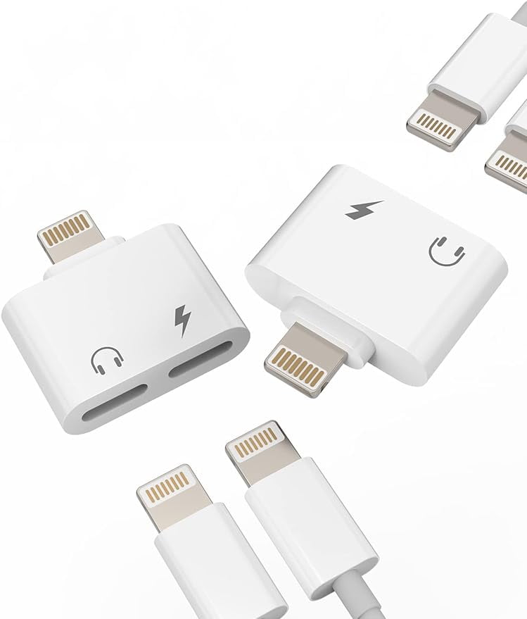 Dual Lightning Headphone Adapter(2pack)Audio Charge Dongle Jack ...
