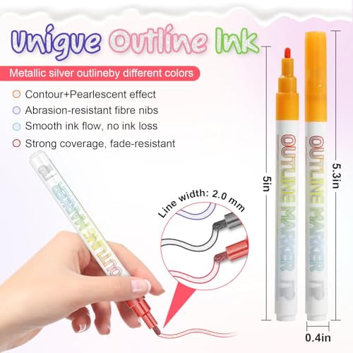 Dual-Line Highlighter, 2025 New Outline Marker Set Super Squiggles ...