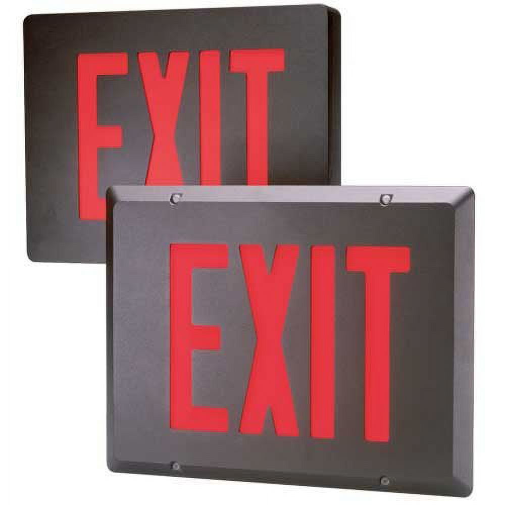 Dual-Lite LED Emergency Exit Sign, Red Letters Aluminum Double Face ...