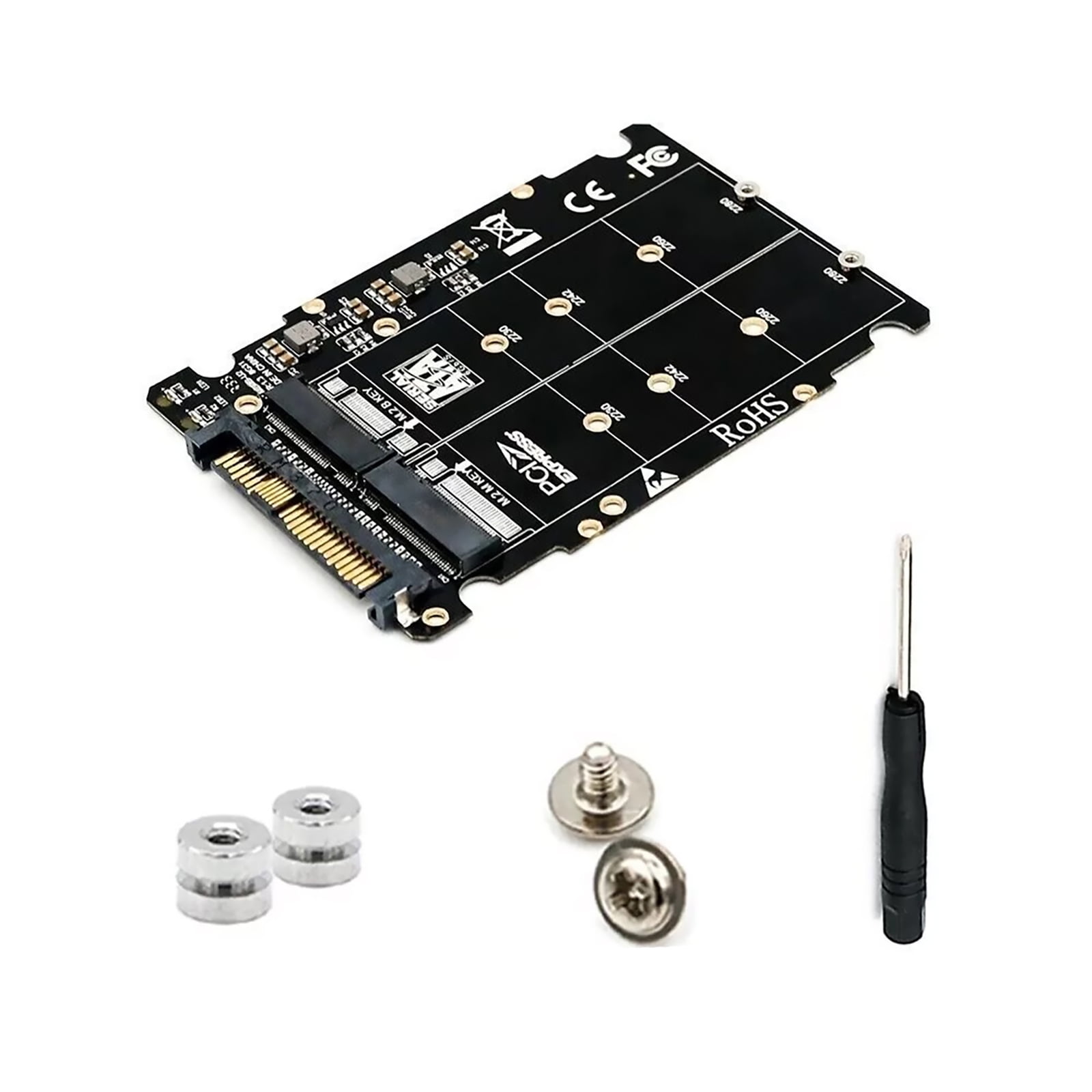 Dual M.2 to U.2 Adapter Card Supports NVME & SATA SSDs, 2280/2260/2242 ...