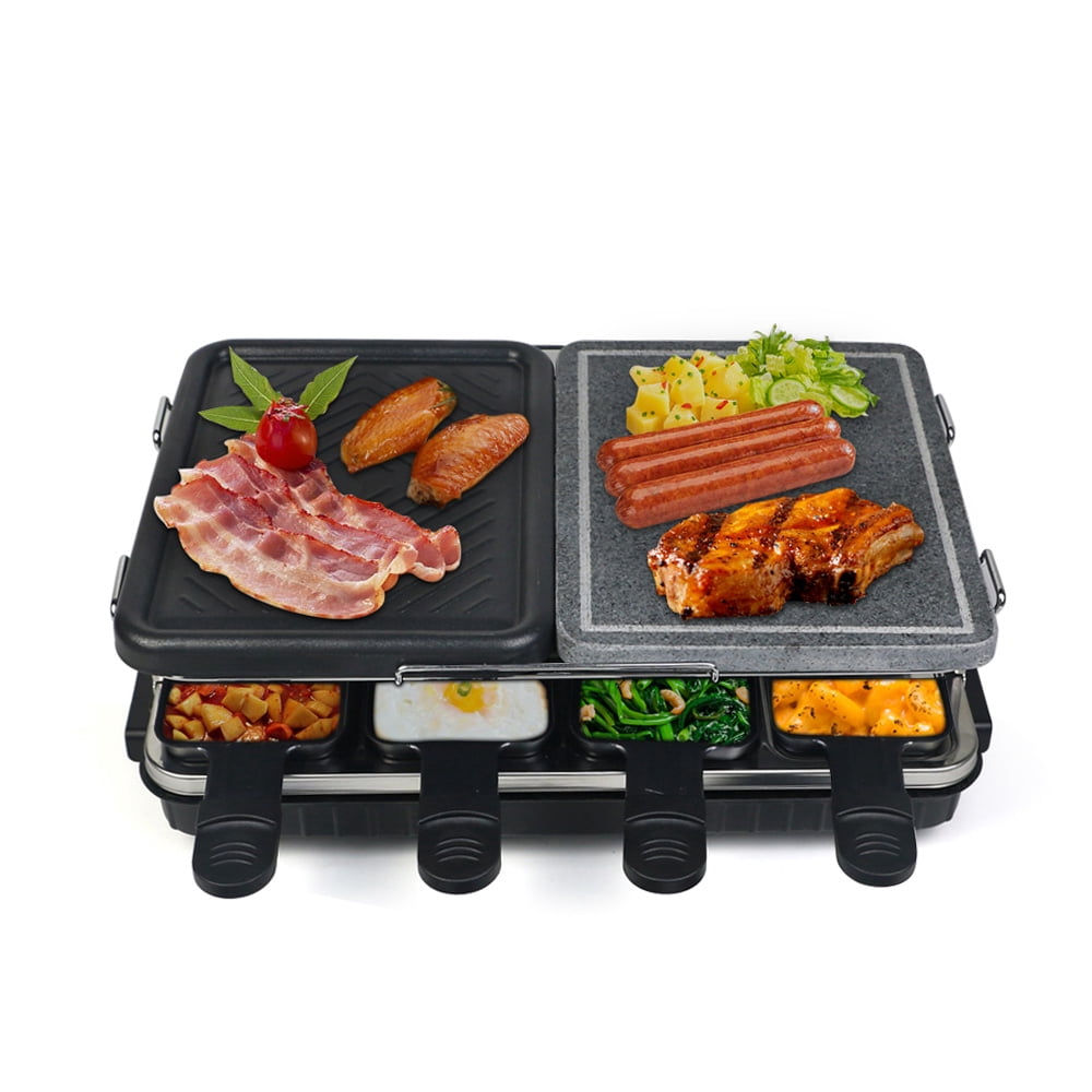 Dual MMTX Table Grill w Non-Stick Grilling Plate & Cooking Stone- 8 ...