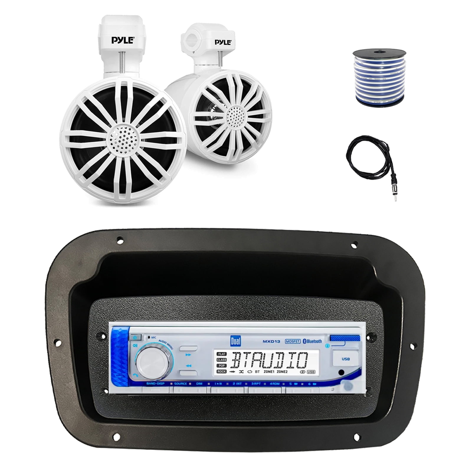 Dual MXD13 Single DIN Bluetooth Marine MP3 AM/FM Stereo Receiver, Spa ...