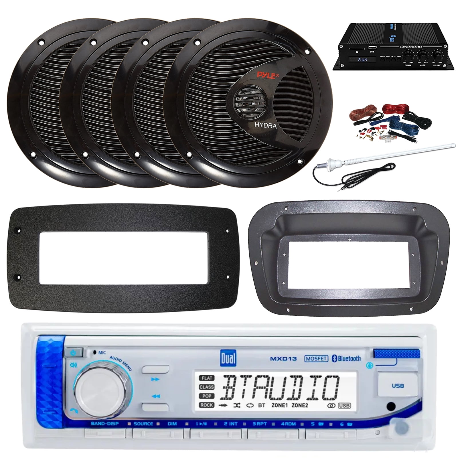 Dual MXD13 Single DIN Bluetooth Marine MP3 AM/FM Stereo Receiver, Spa ...