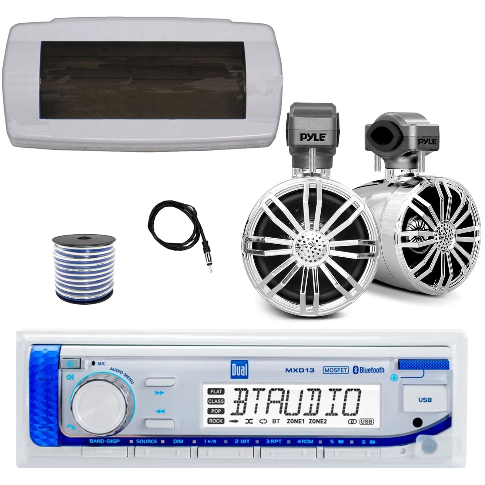 Dual MXD13 Single DIN Bluetooth Marine MP3 AM/FM Stereo Receiver with ...