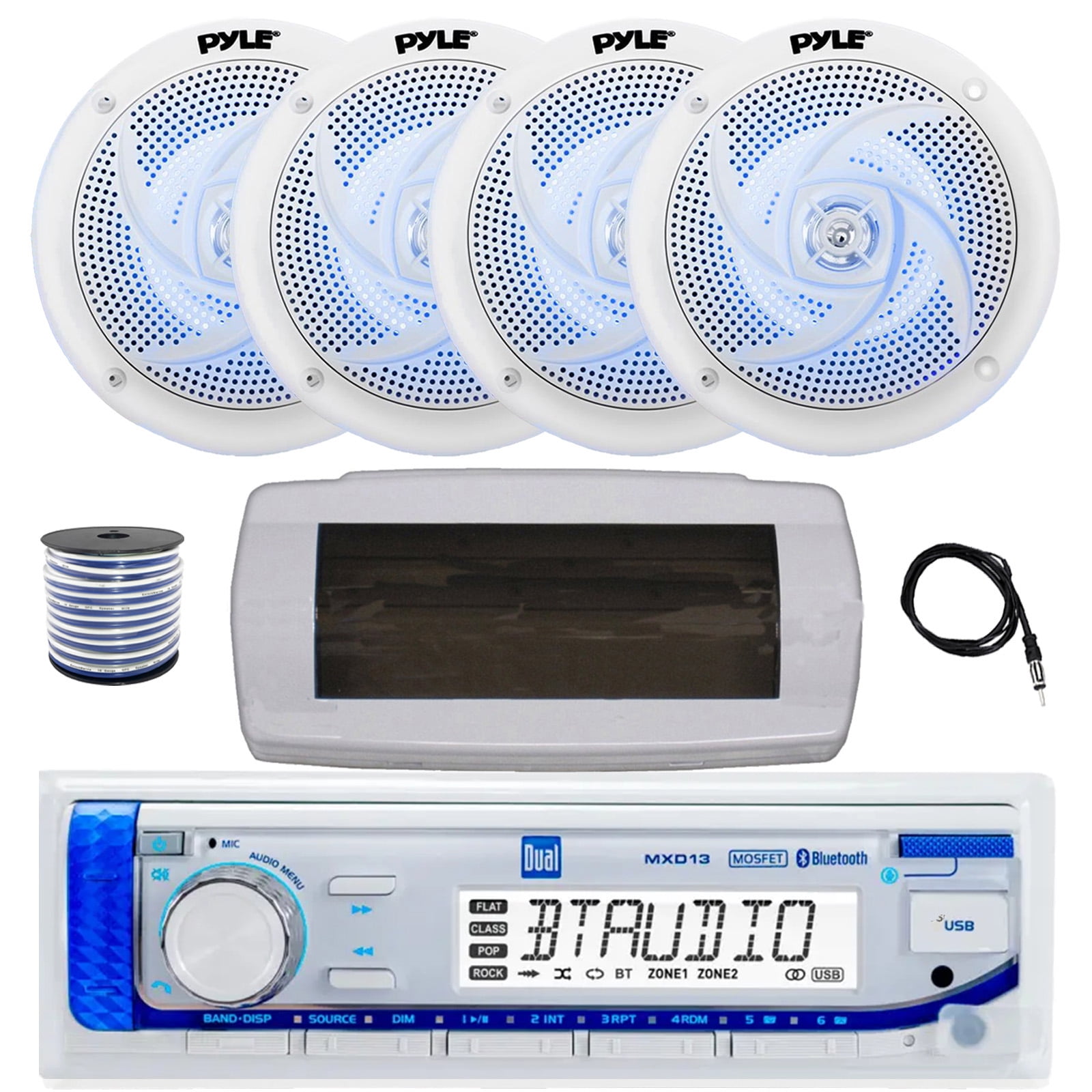 Dual MXD13 Single DIN Bluetooth Marine MP3 AM/FM Stereo Receiver with ...