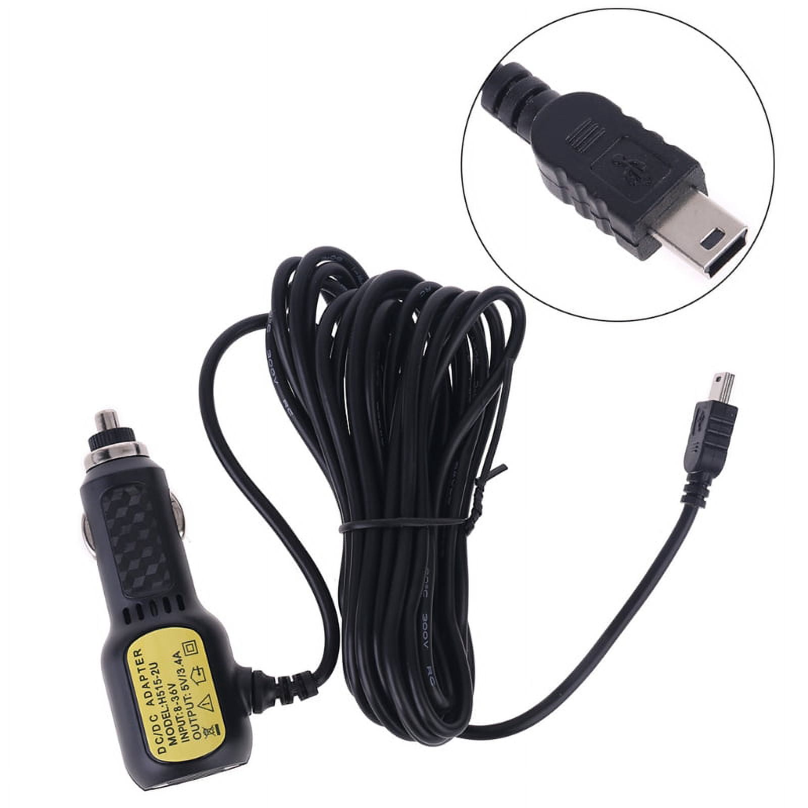 Dual Mini USB Ports Dash Cam Car Cigarette Adapter Lighter Power Cable ...