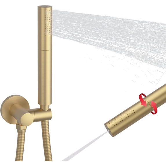 Dual Modes Brass Shower Wand High Pressure 7 Inch Brushed Finish Shower ...