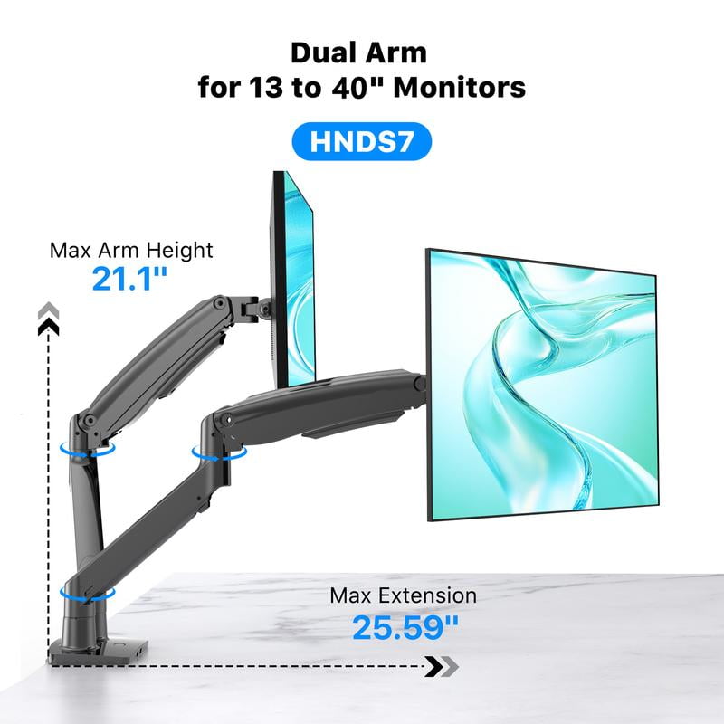 Dual Monitor Arm Adjustable Gas Spring Monitor mount for Gaming and ...