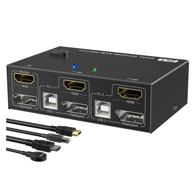 Dual Monitor KVM Switch HMI And DP 2 Port 4K@60Hz HMI DP Extended ...