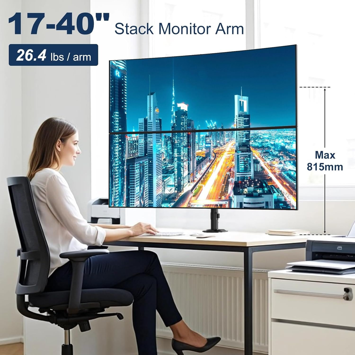 Dual Monitor Mount for 17 to 40 inches, Holds up to 26.4 lbs, Monitor ...