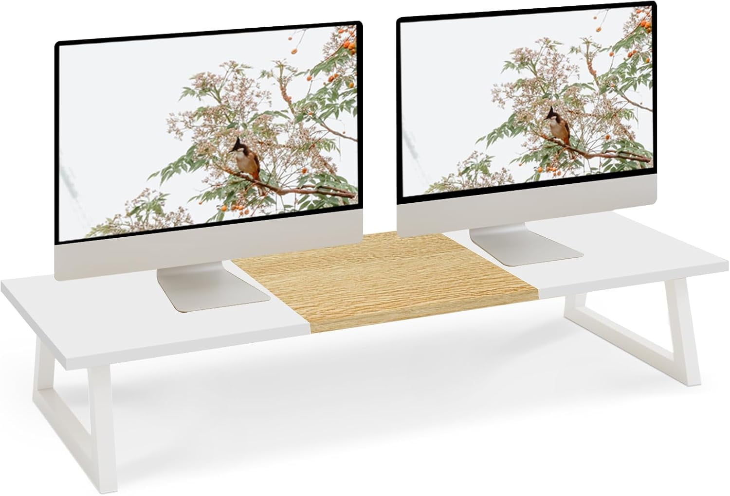 Dual Monitor Riser with Metal Leg, 31.5 inch Long Monitor Stand Riser ...