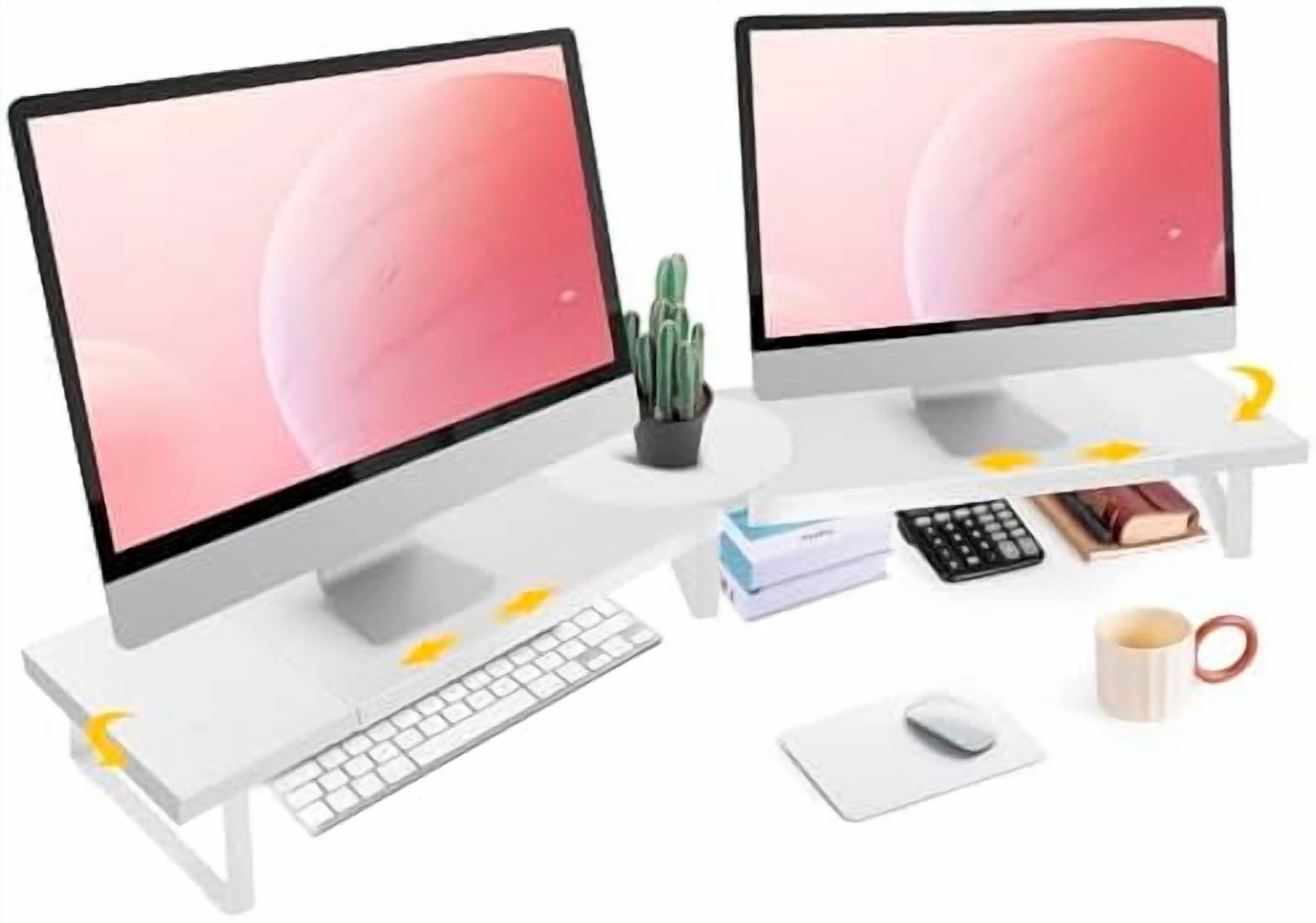 Dual-Monitor-Riser-Stand-For-Desk, Large Monitor Stand Riser For 2 ...