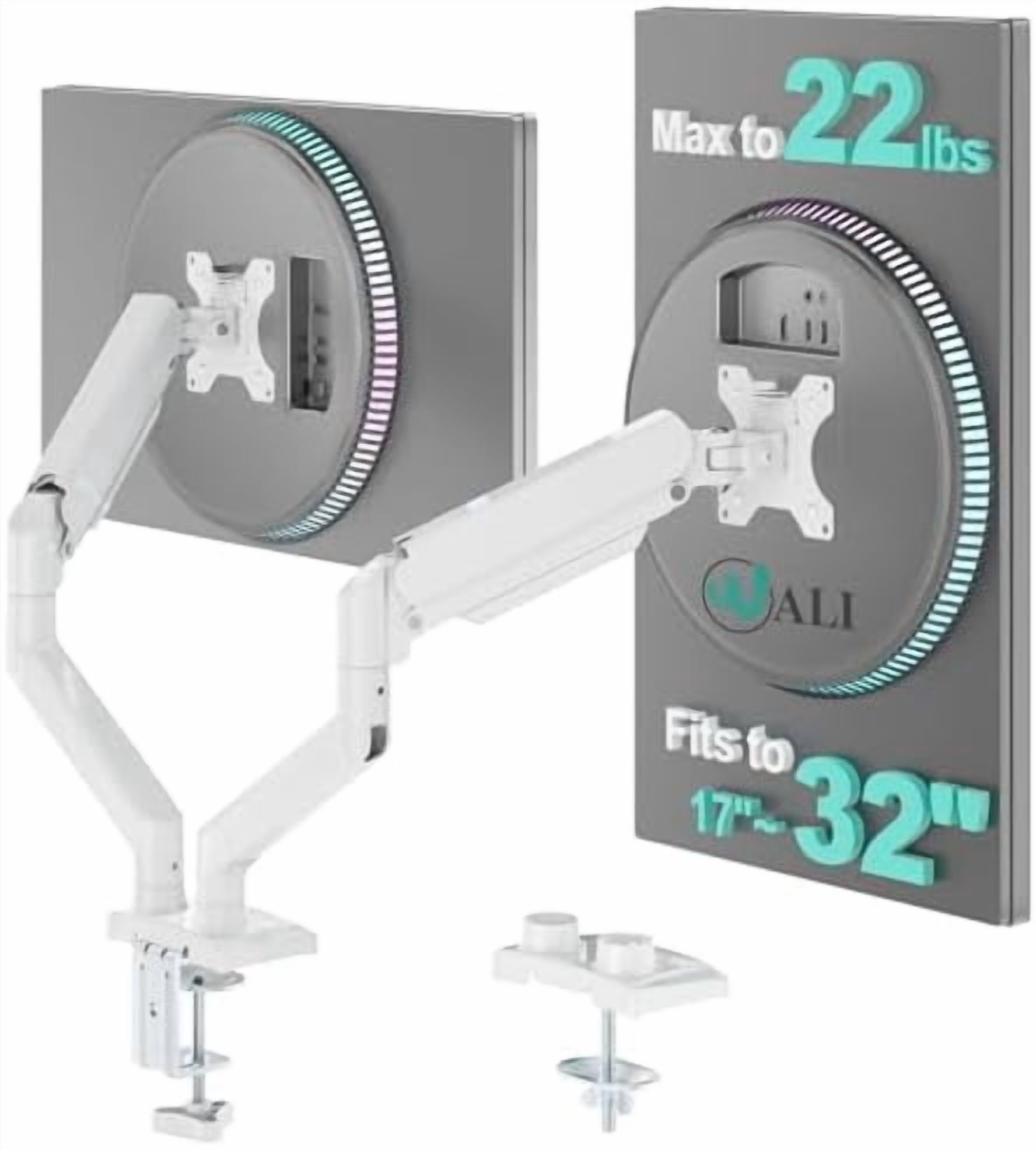 Dual Monitor Stand, Adjustable Gas Spring Arm Monitor Mount for 2 ...