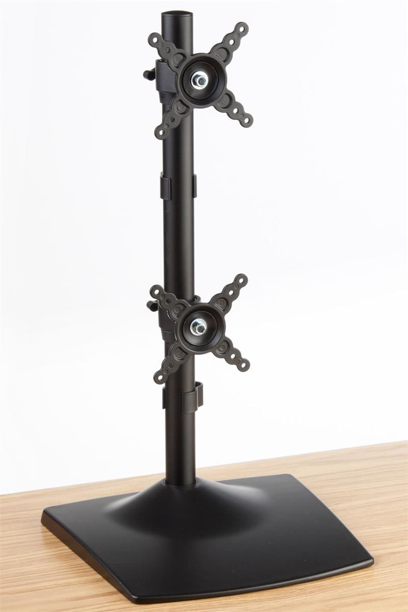 Dual Monitor Stand, Black Metal Flat Panel TV Rack for 10” to 24 ...
