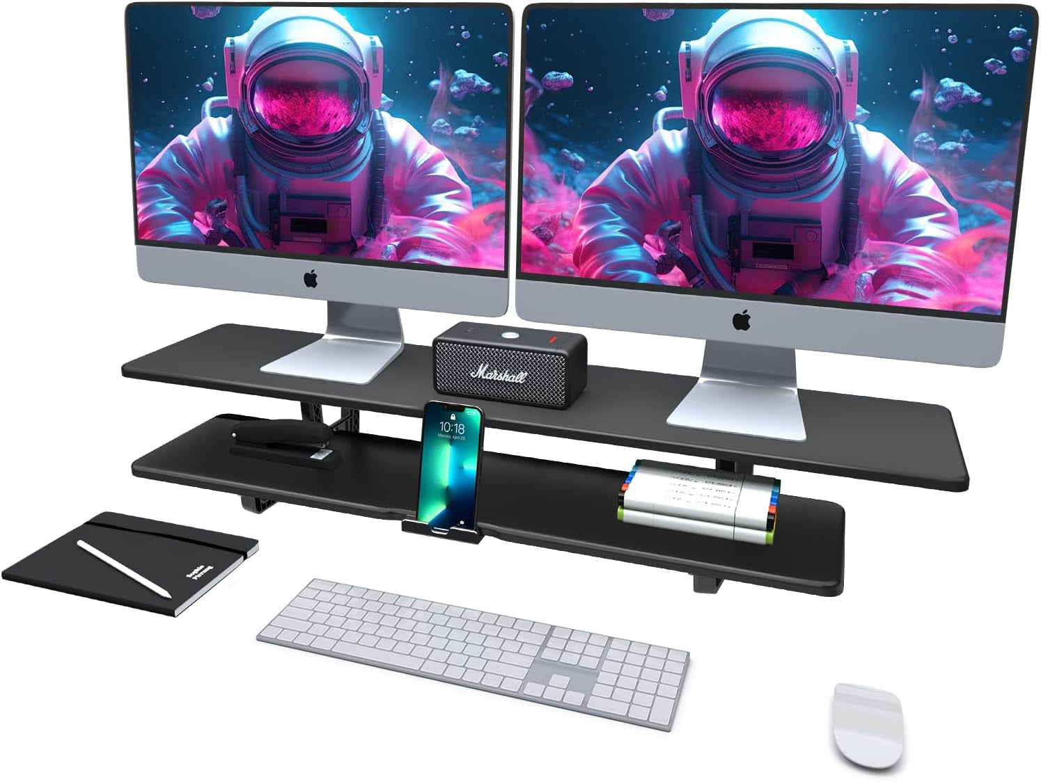 Dual Monitor Stand, Computer Monitor Riser for 2 monitors, 2 Tiers Wood ...