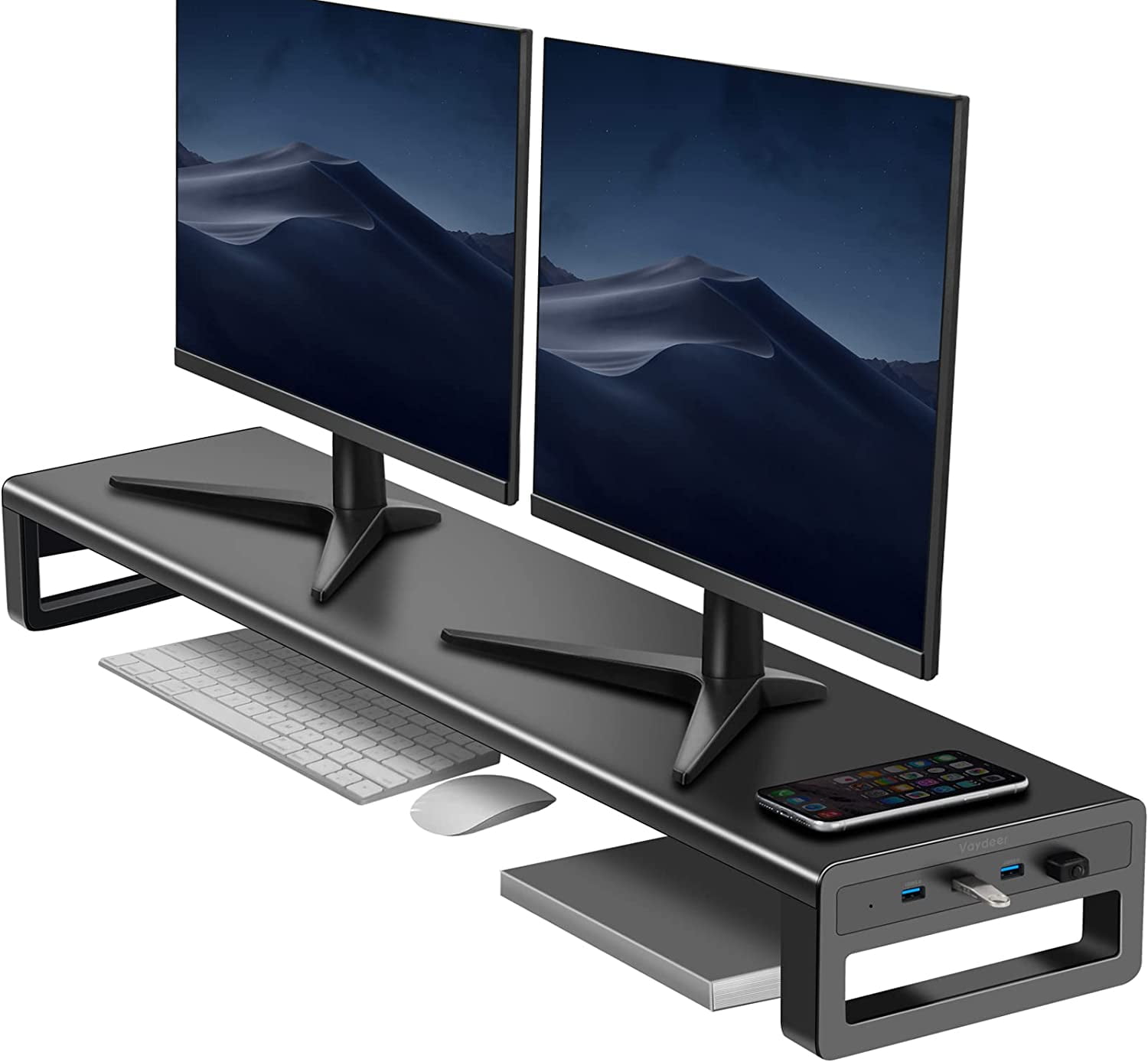 Dual Monitor Stand Computer Riser with USB 3.0 Hub Ports, Double Metal ...